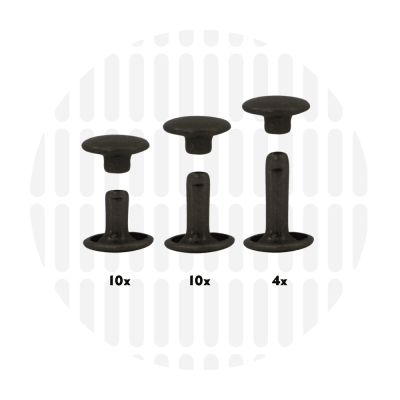Matte Black Double Cap Rivets 3 Sizes - 24 per pack – Fabrications Ottawa