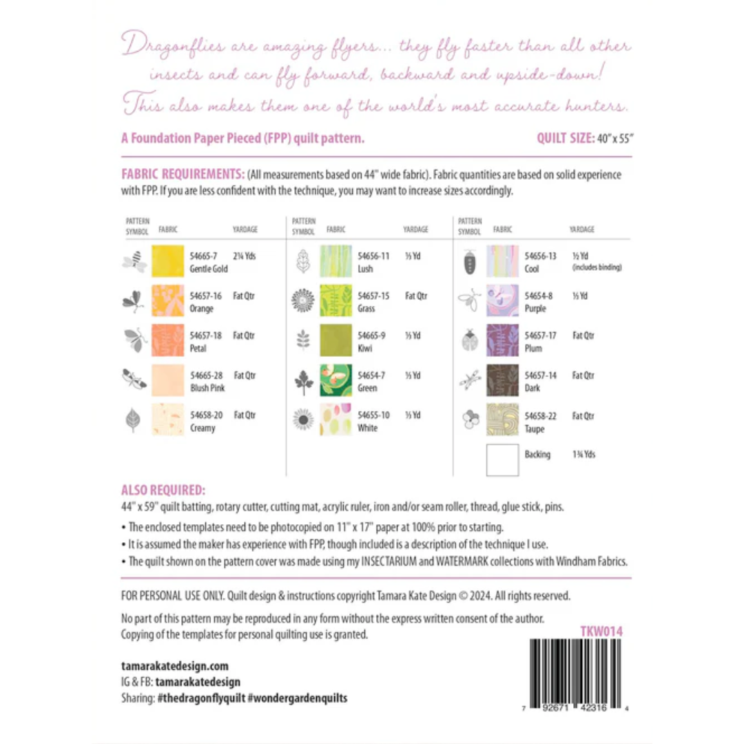 Tamara Kate Design The Dragonfly Quilt Pattern – Fabrications Ottawa