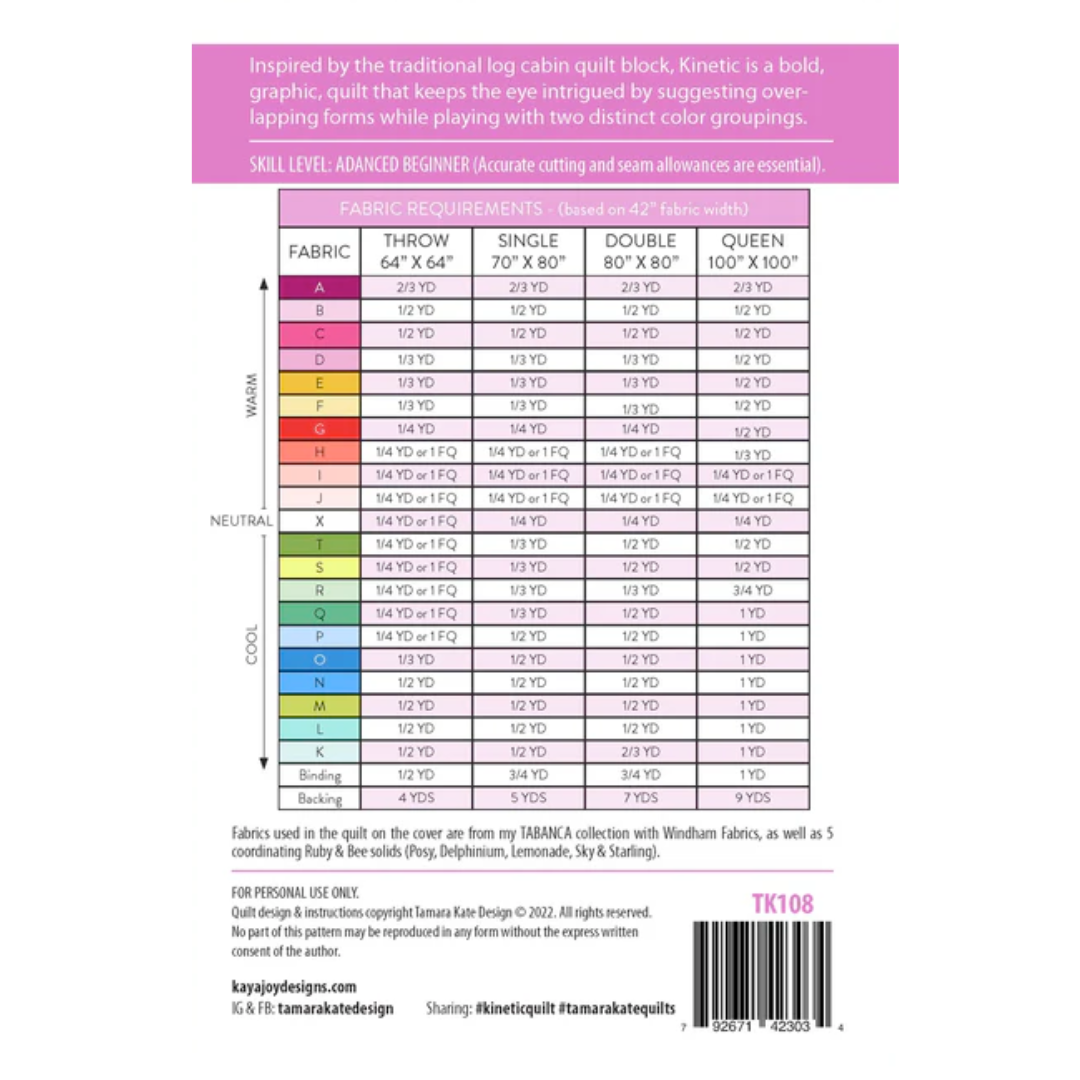 Tamara Kate Design Kinetic Quilt Pattern – Fabrications Ottawa