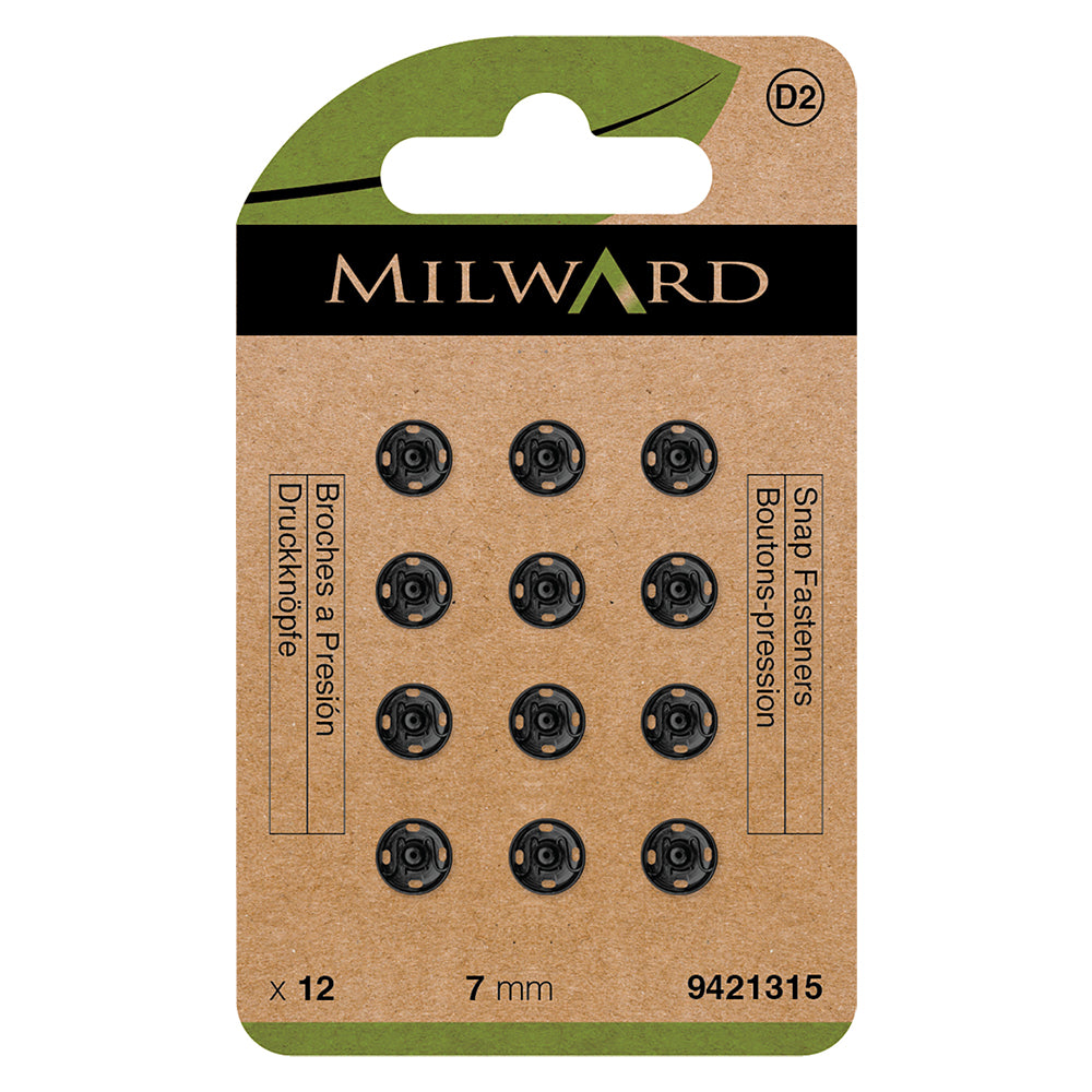 Milward Green Black Snaps 7mm 12 sets – Fabrications Ottawa